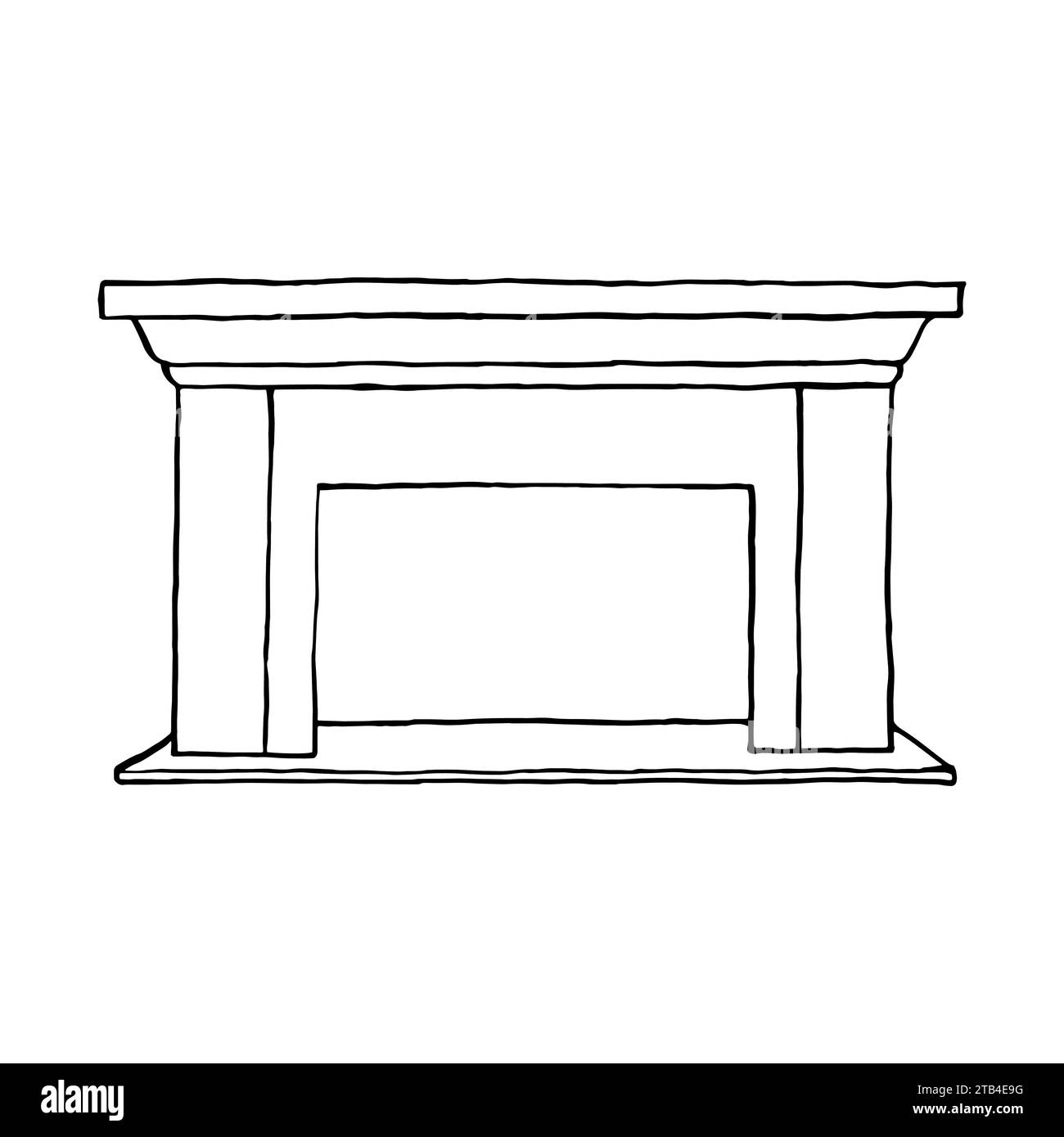 Fireplace icon graphic. A simple line drawing of a home fireplace for ...