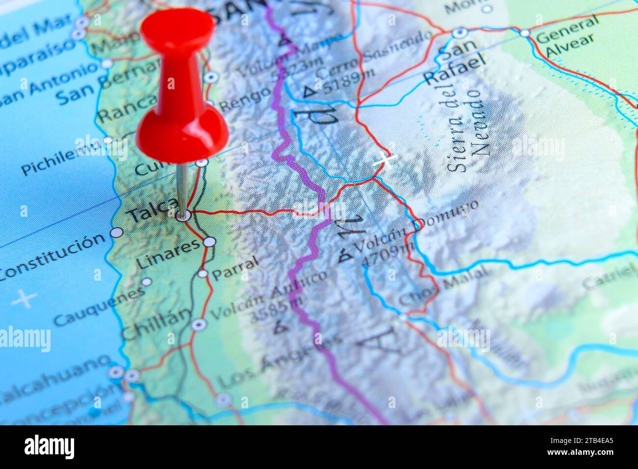 Talca, Chile pin on map Stock Photo - Alamy