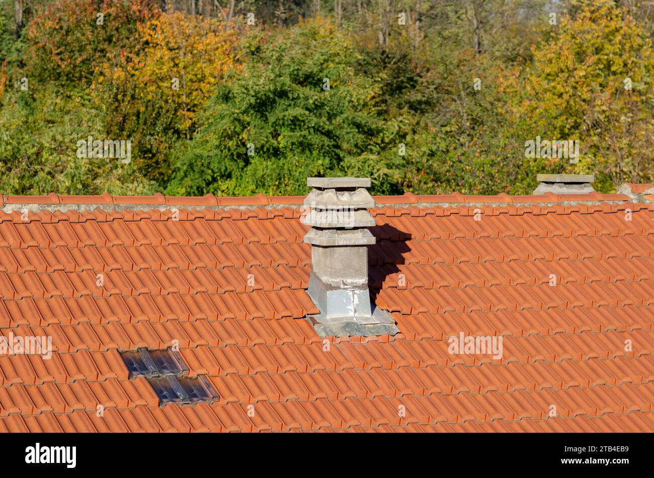 roof and construction detail, double-pitched roof with self-supporting ...