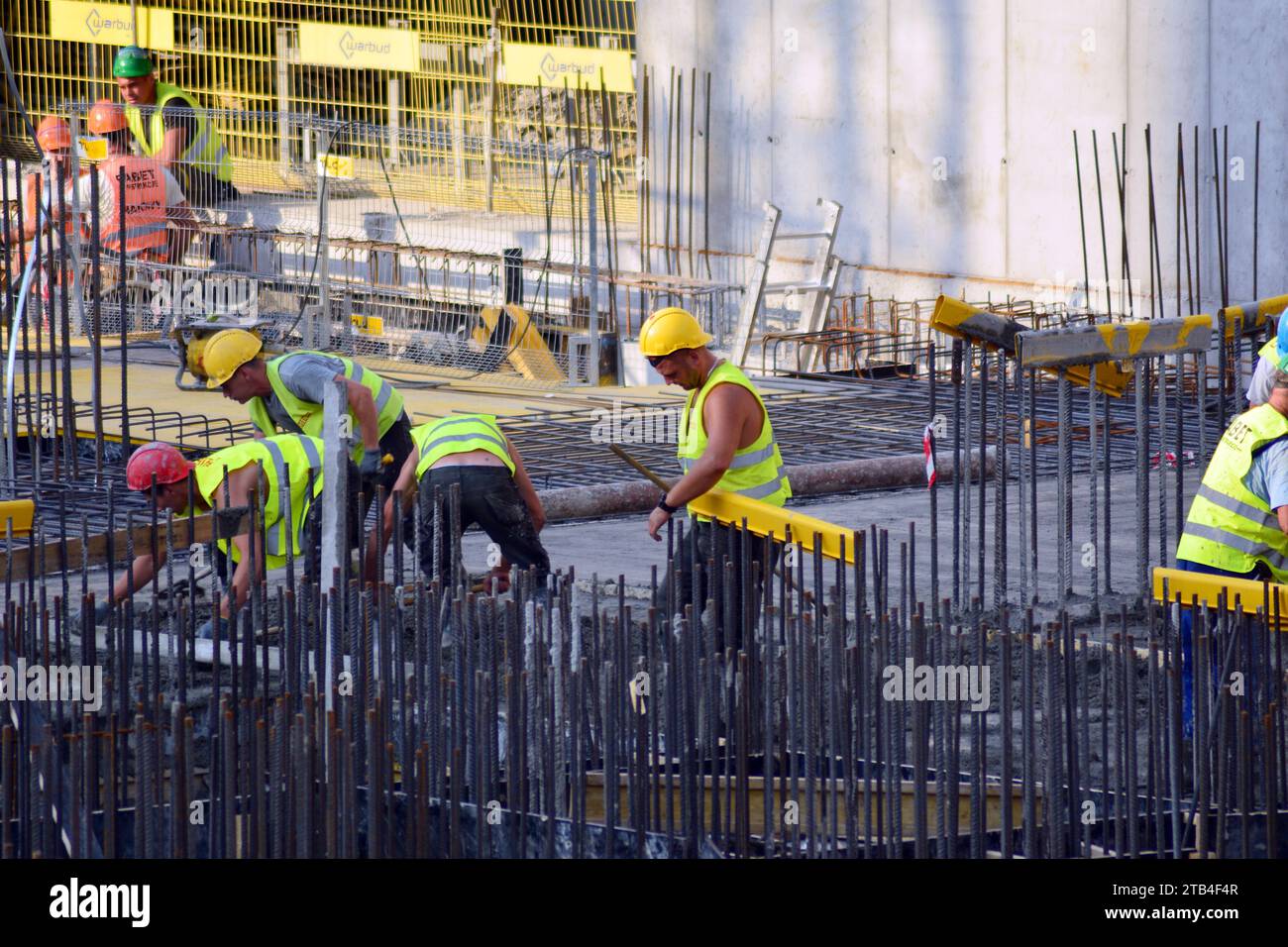 High rise building under construction. Installation of glass facade ...