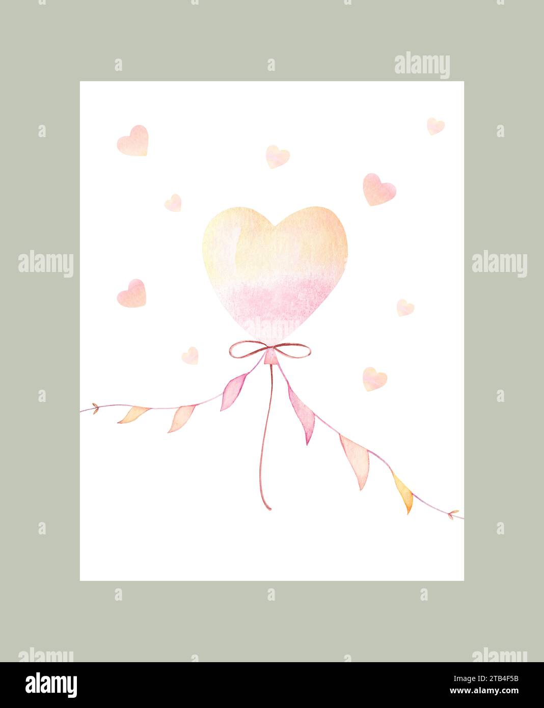 Baby Congratulations Card. Watercolor Heart Balloon Clipart. Watercolor ...