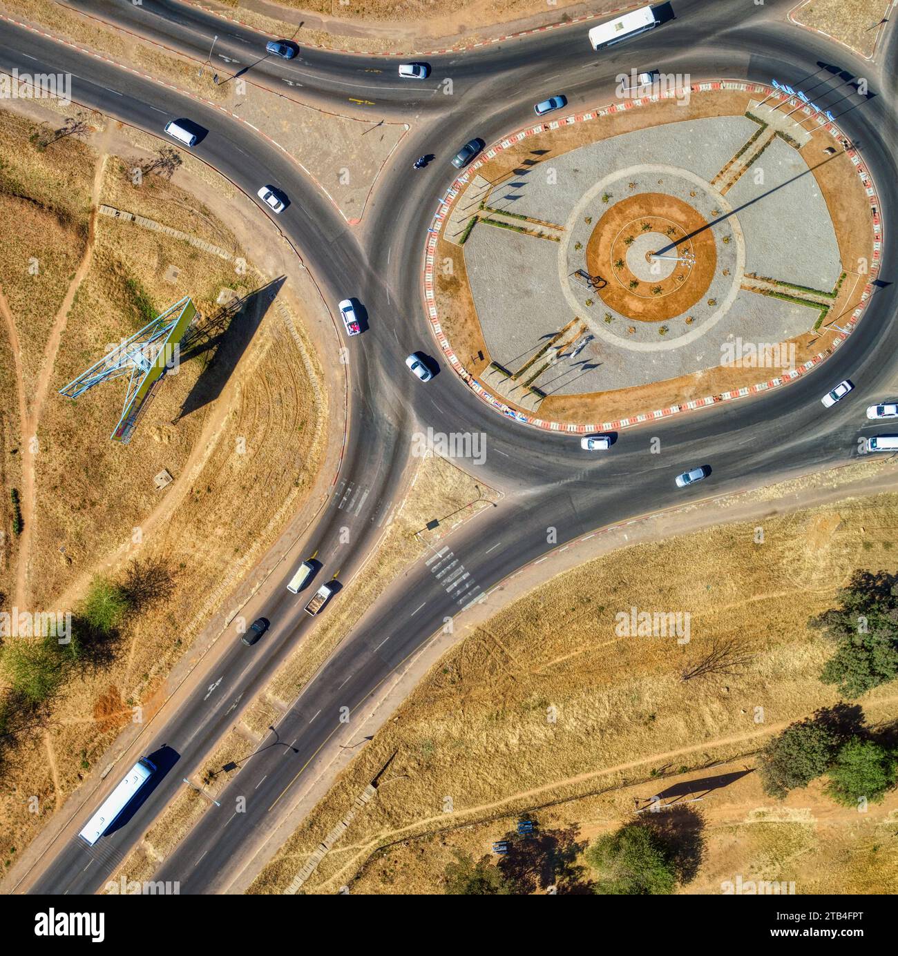aerial view top down of Gaborone traffic at a circle Stock Photo - Alamy