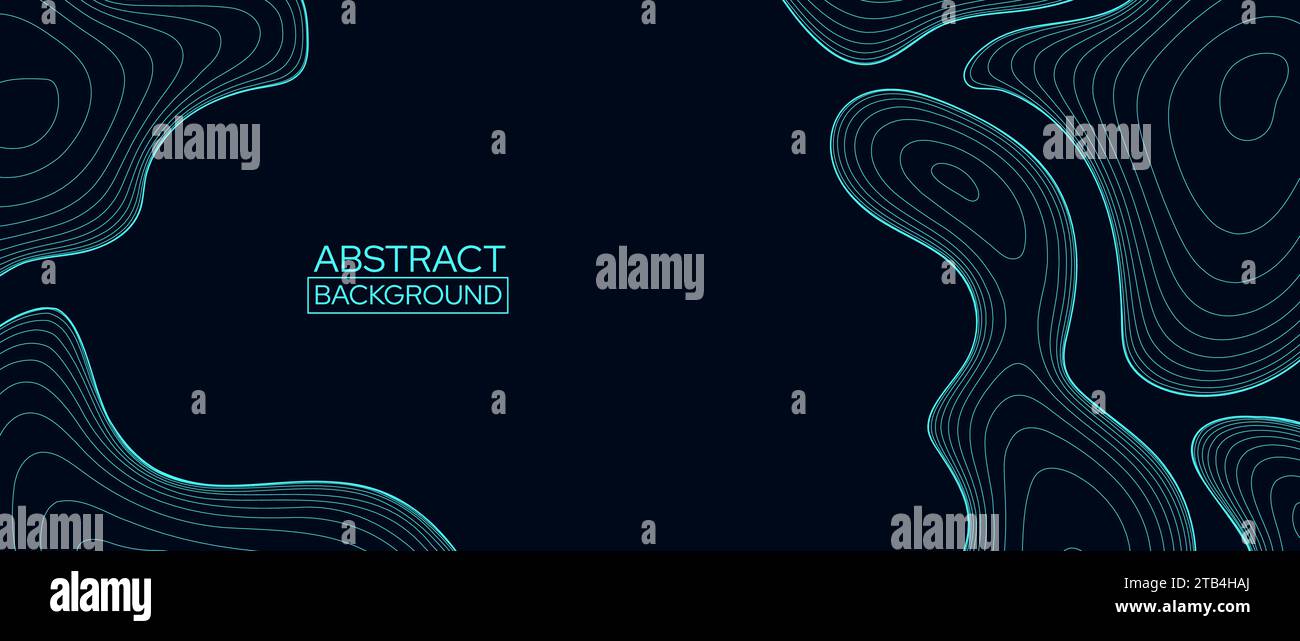 Black abstract line background. Topographic contour map concept. Neon ...