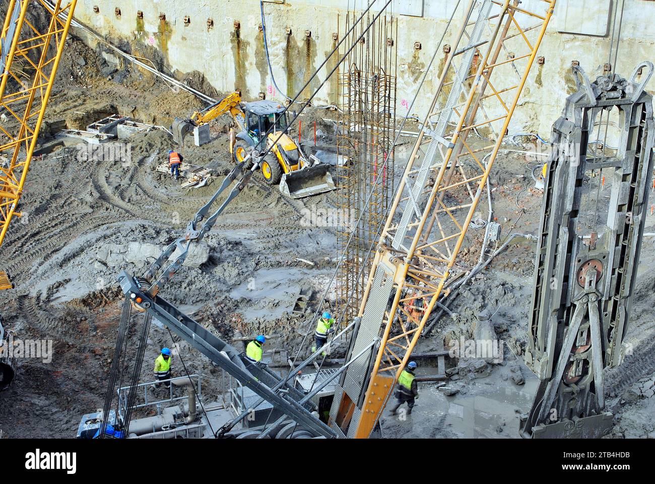 High rise building under construction. Installation of glass facade ...
