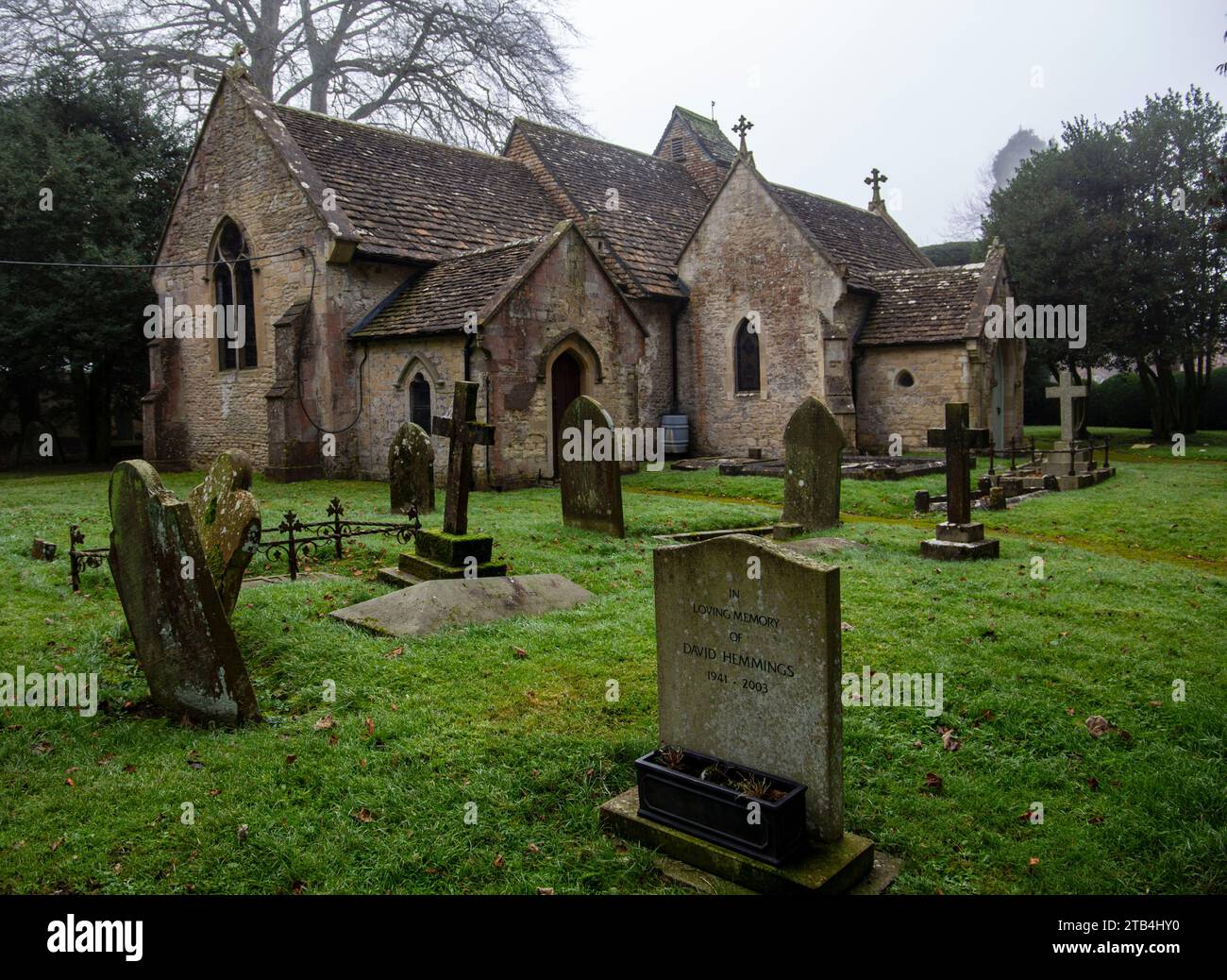 St Peters church Blackland near Calne Wiltshire in the foreground is ...