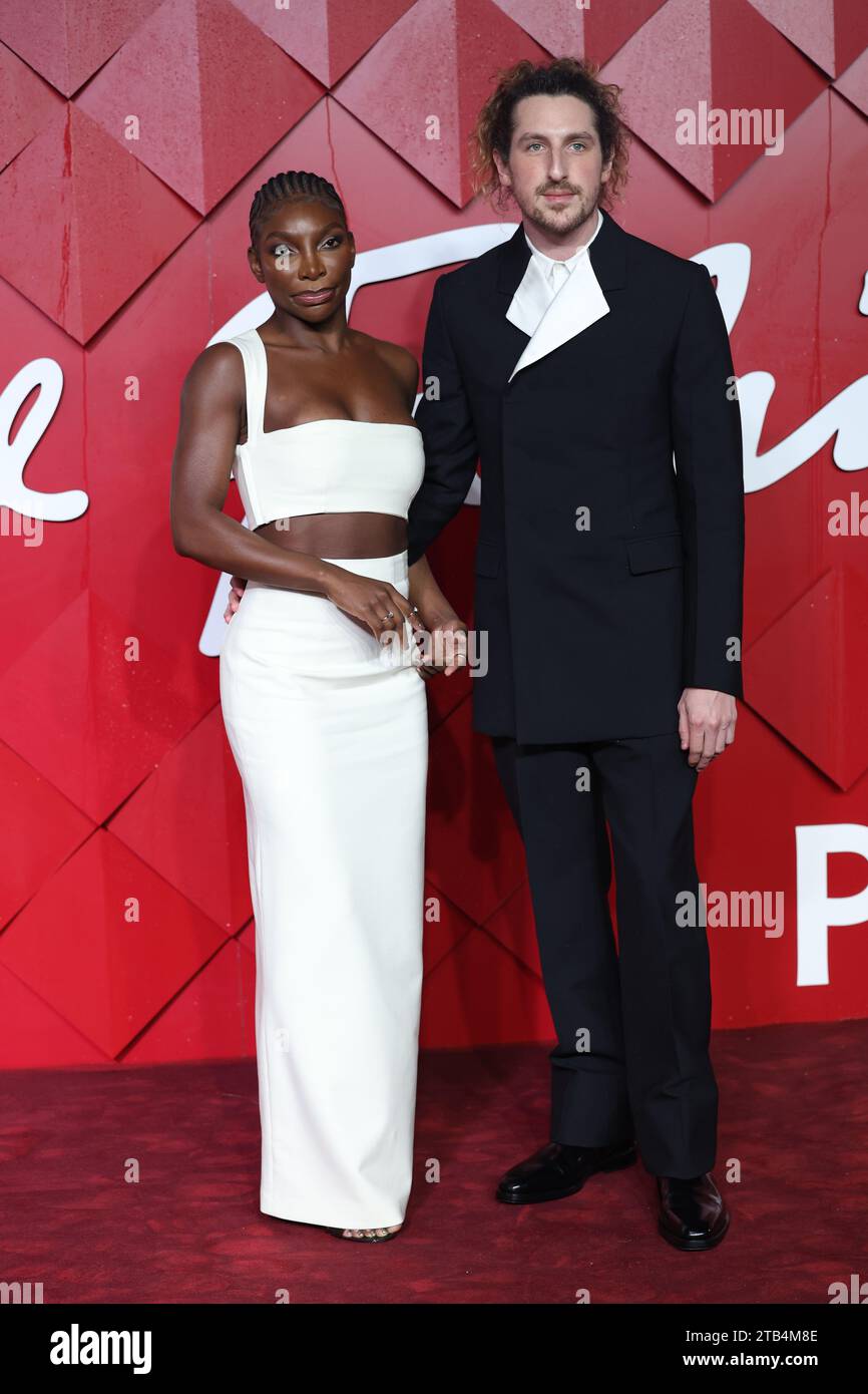 London, UK. December 4th, 2023. Michaela Coel and Adam Shapiro arriving ...