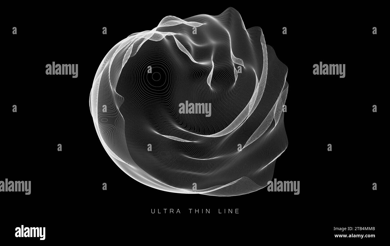 Distorted line spheres. Vector thin line glitch geometry Stock Vector ...