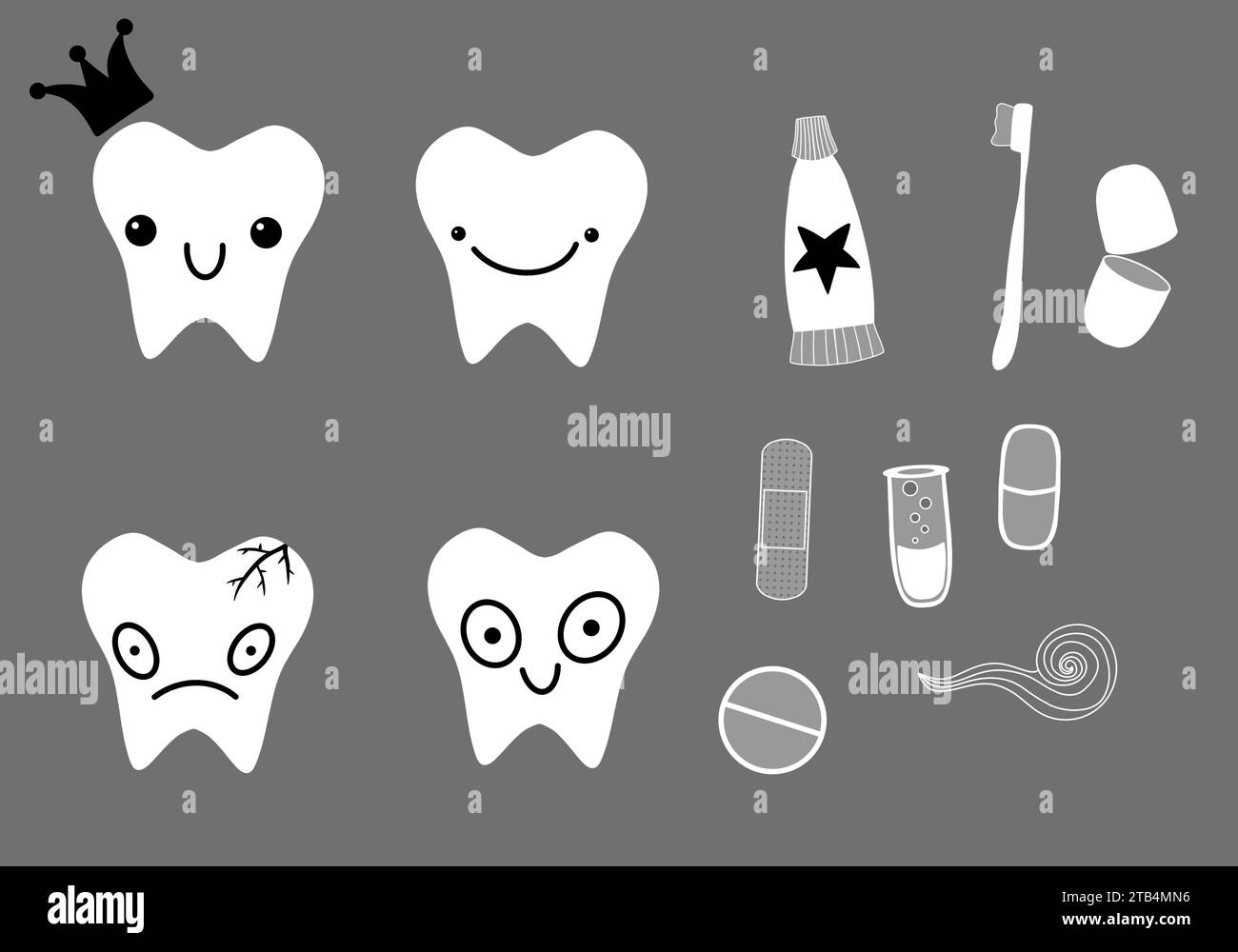 Medicine cartoon teeth set health dentist pattern for kids and doctors ...