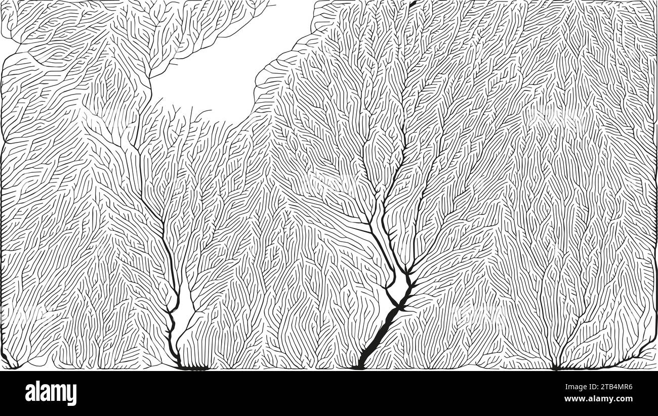 Growth Pattern Generative Branching Structure Organic Net Of Vessels Texture Stock Vector