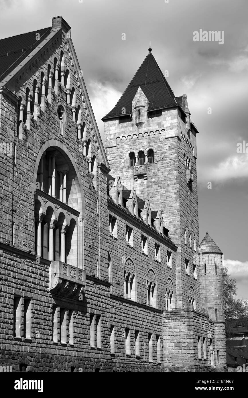 Stone historic Imperial castle with towers in Poznan, Poland ...