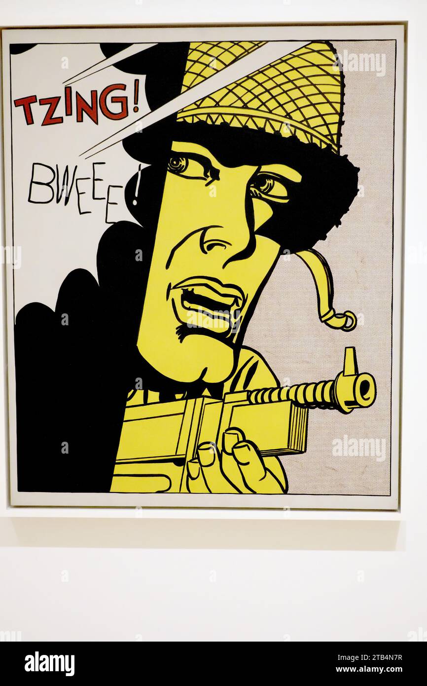 Roy Lichtenstein oil on canvas painting Live Ammo (Tzing!) 1962 in the ...