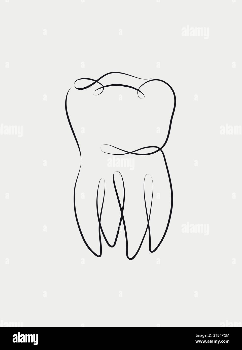 Chewing tooth in linear style drawing on white background Stock Vector ...