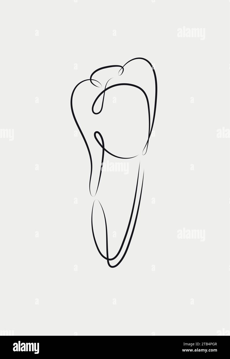Healthy tooth in linear style drawing on white background Stock Vector ...