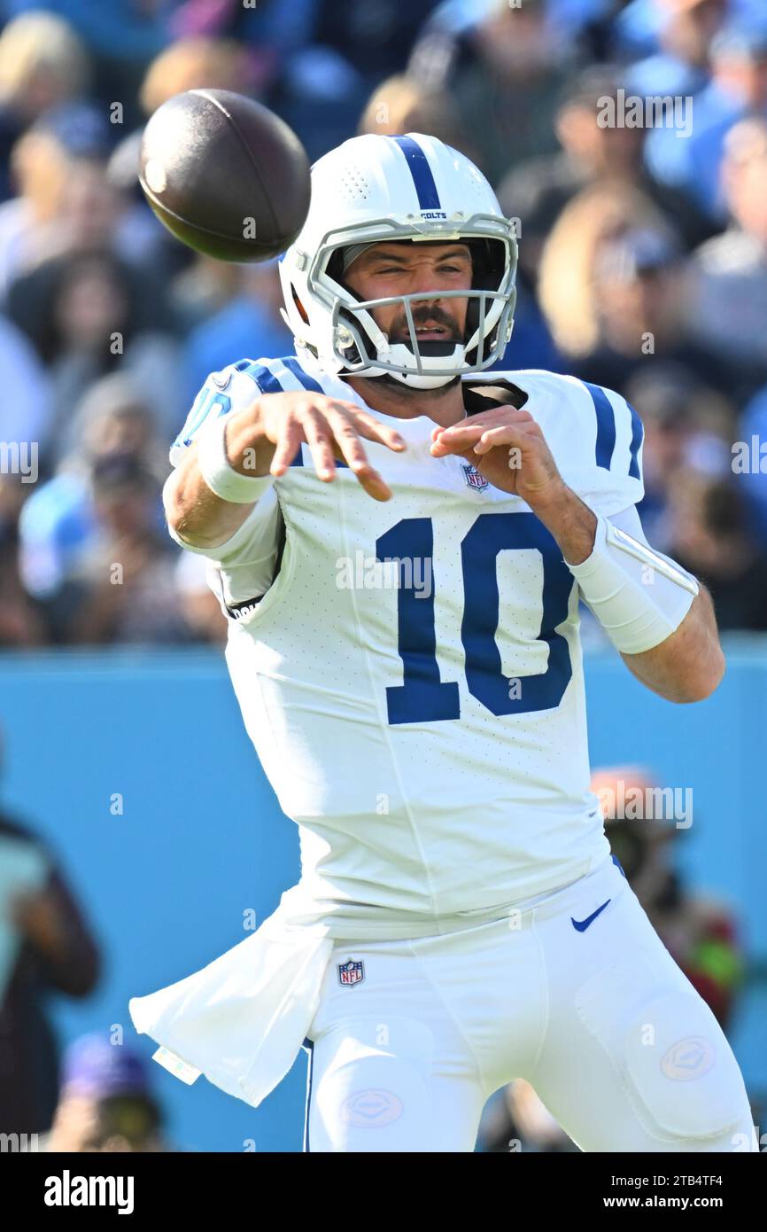 Indianapolis Colts quarterback Gardner Minshew (10) against the Tennessee Titans during an NFL ...