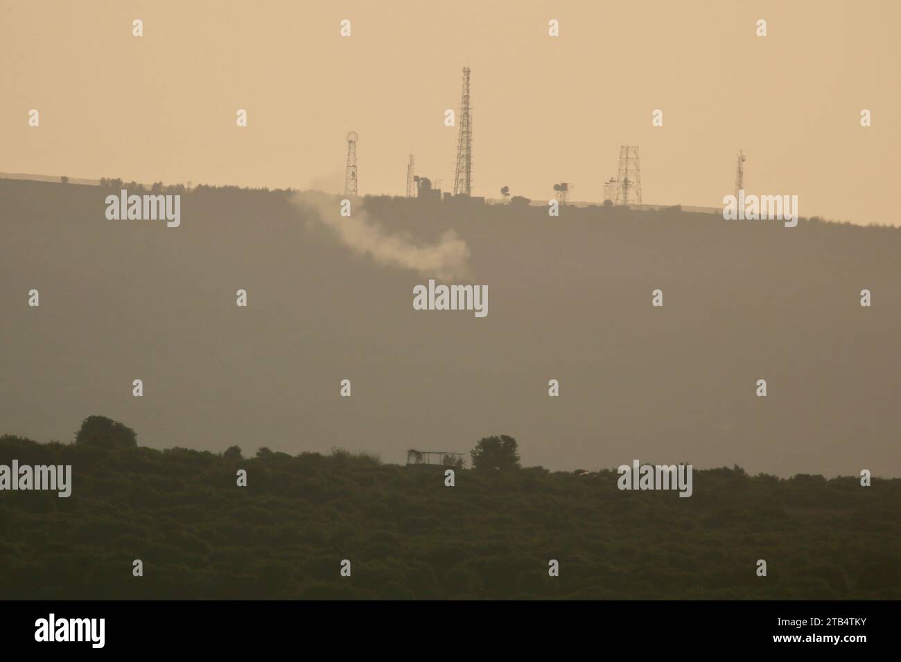 Naqoura, Lebanon. 4th Dec, 2023. Smoke rises following an Israeli ...
