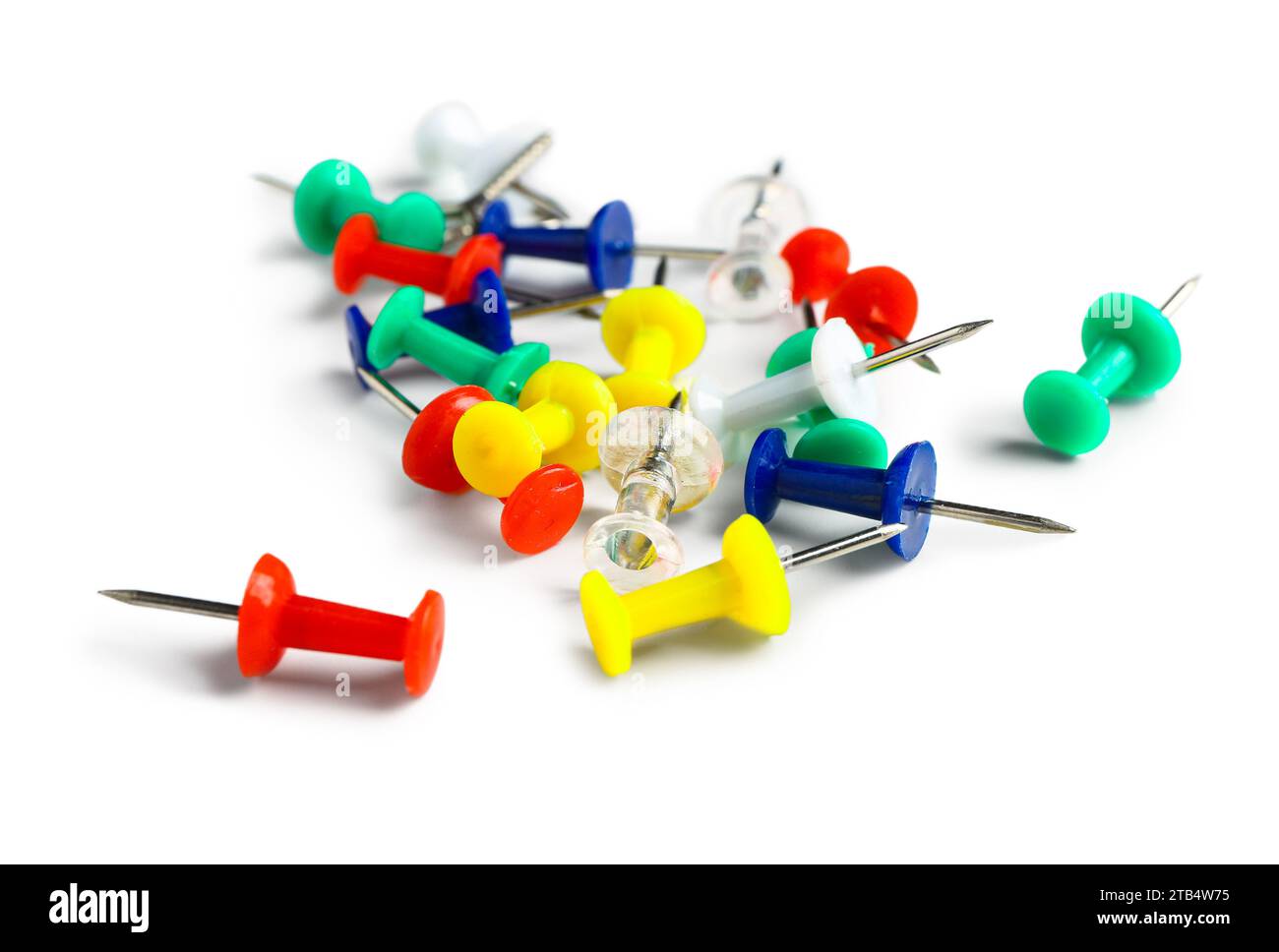 Colorful paper pins on white background Stock Photo - Alamy
