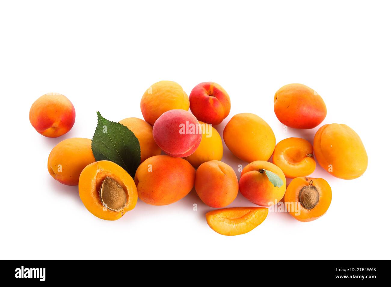 Sweet apricots on white background Stock Photo - Alamy