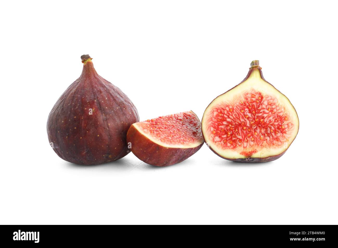 Fresh juicy cut figs isolated on white background Stock Photo - Alamy
