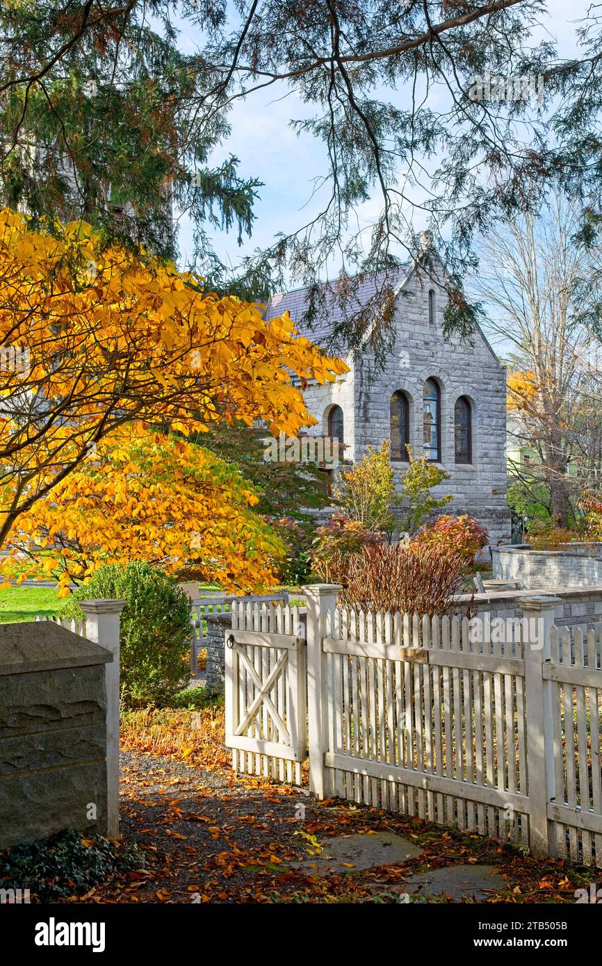 Autumn colored tree shades pathway to St. Paul’s Episcopal church ...