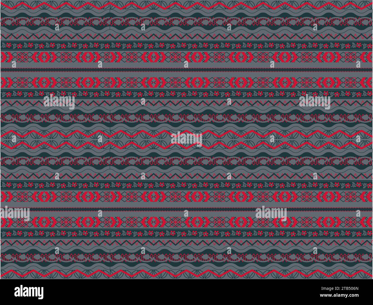 Nordic tribal red geometric indigenous-inspired seamless pattern Stock ...