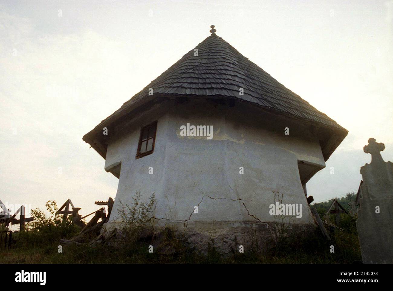 Gorj County, Romania, 2001. Exterior view of the Christian Orthodox ...