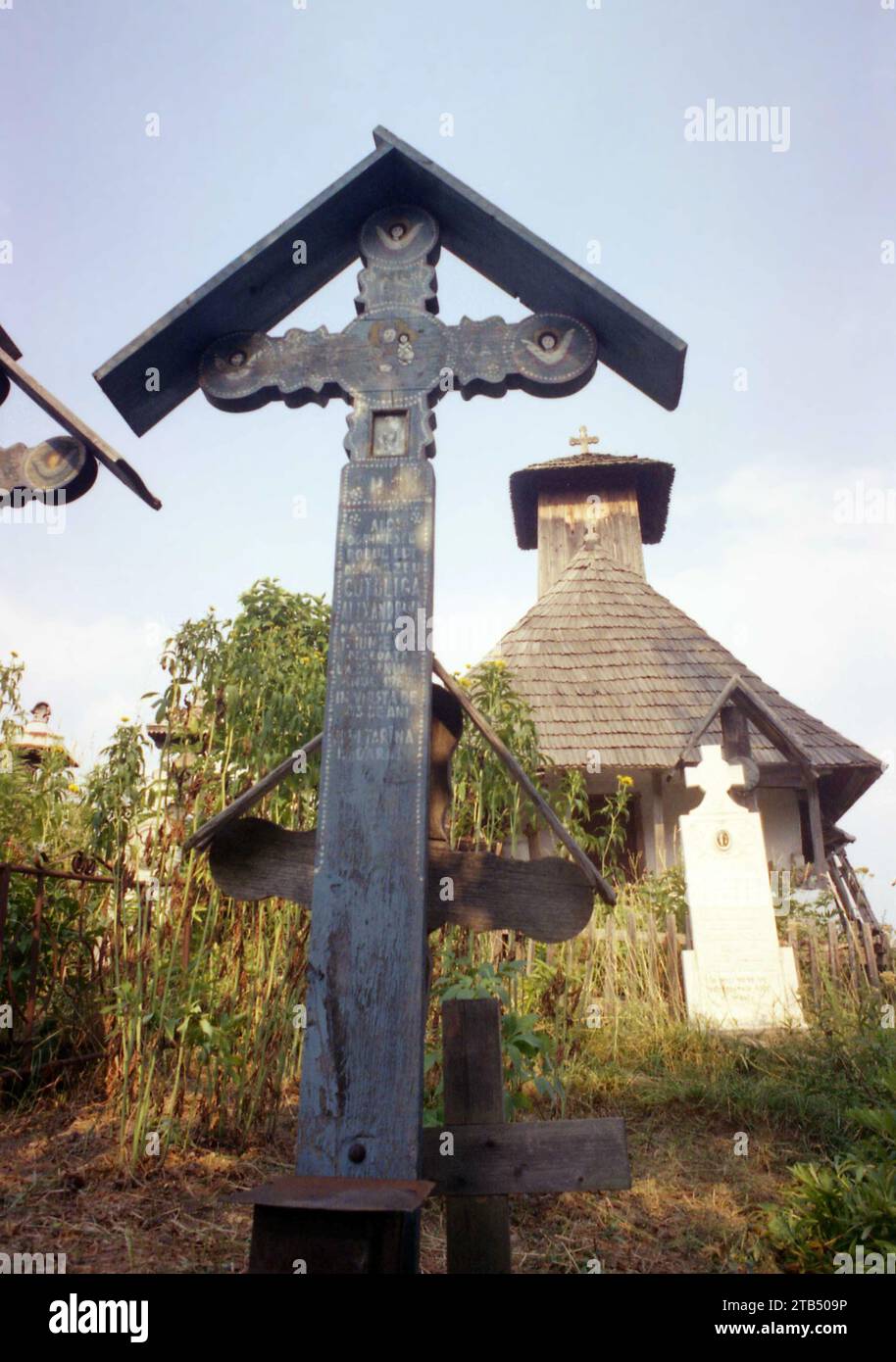 Gorj County, Romania, 2001. Exterior view of the Christian Orthodox ...