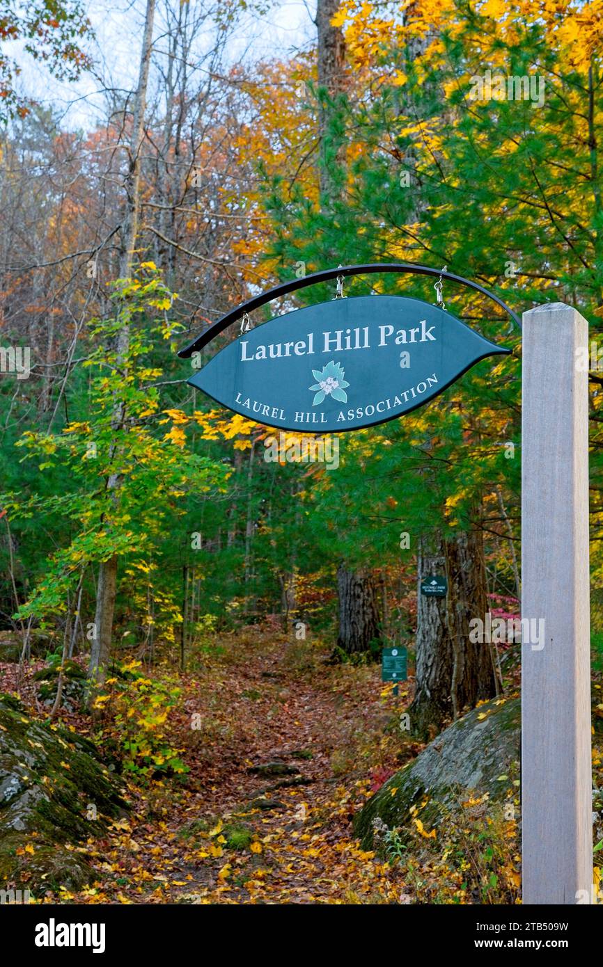 Laurel Hill Park trail in autumn color in Stockbridge Massachusetts ...