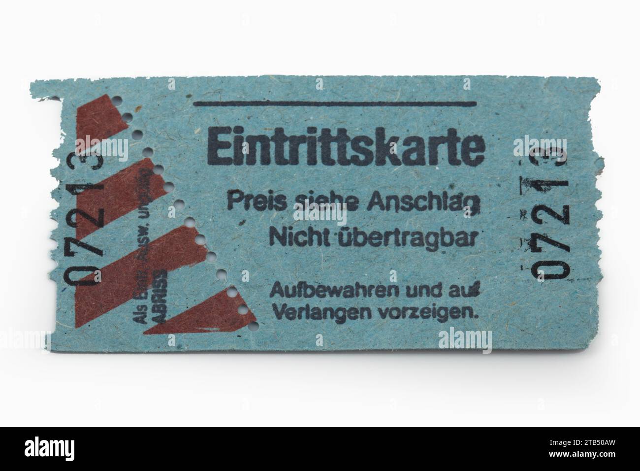 Blue Entry Ticket with german language isolated over white background ...