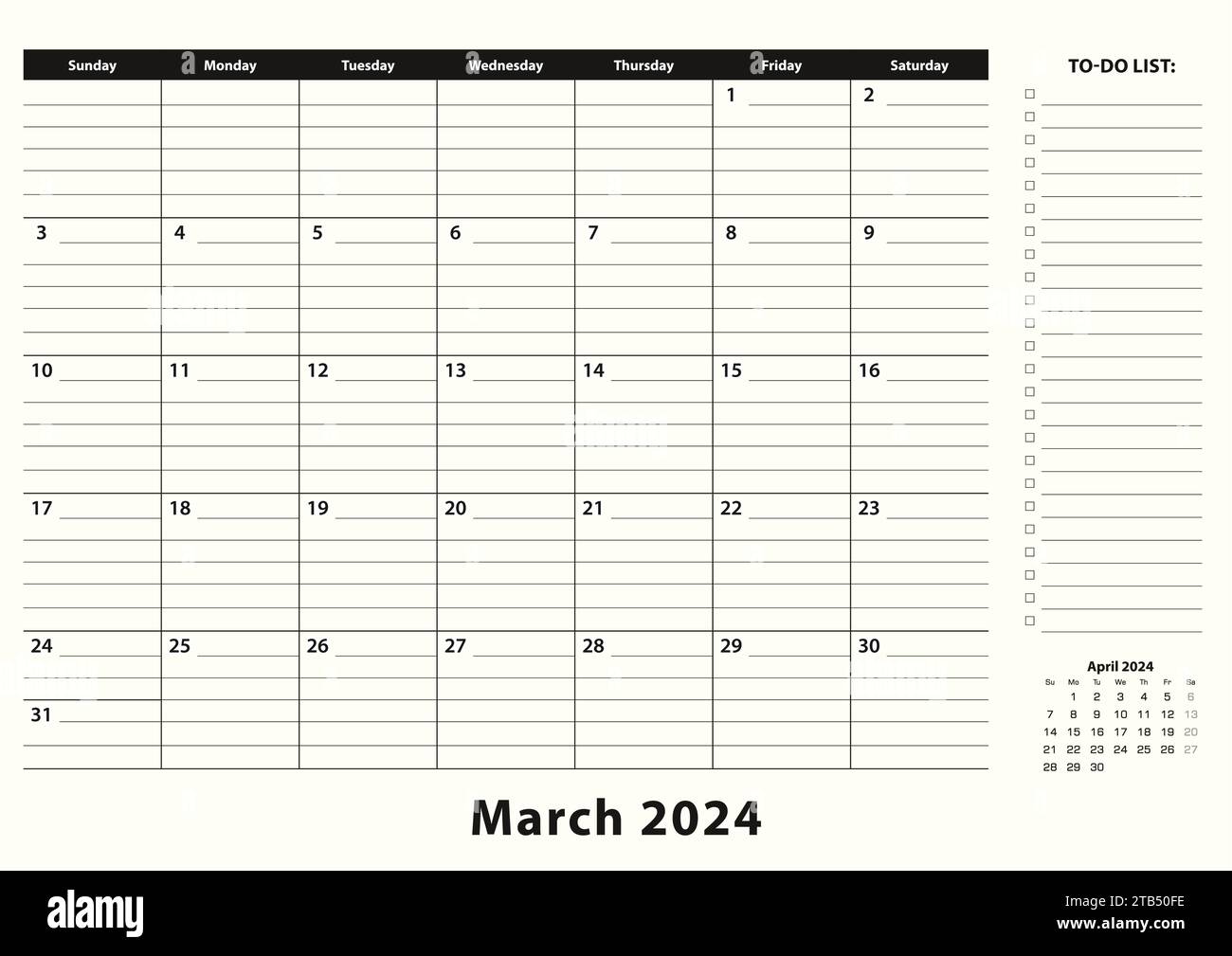 March 2024 Monthly Business Desk Pad Calendar. March 2024 calendar ...