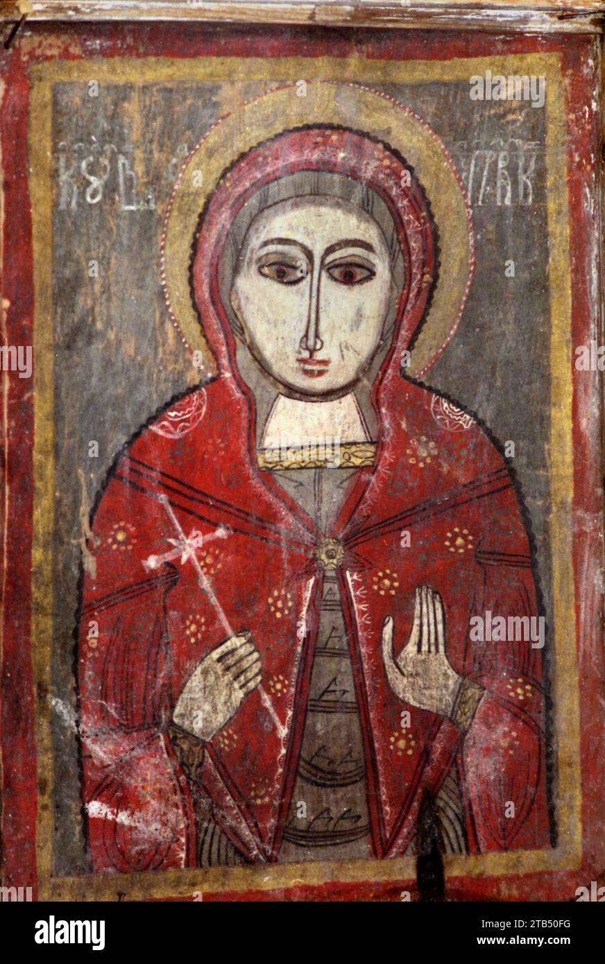 Novaci, Gorj County, Romania, 2001.Old icon depicting Saint Parascheva ...