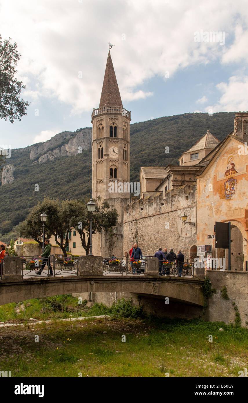 Bridge on the Aquila stream with the church of Saint Biagio and the ...