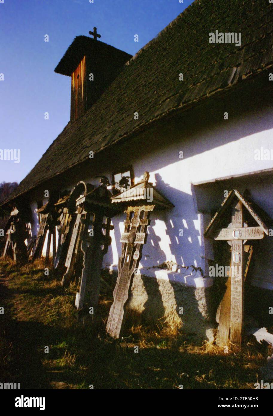 Gorj County, Romania, 2001. Exterior view of the Christian Orthodox ...