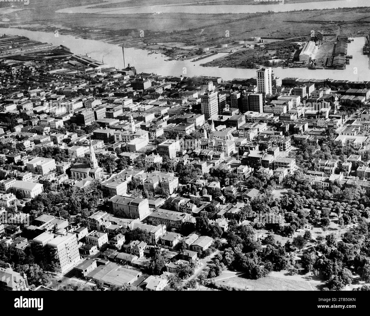 Aerial view of Savannah, Georgia circa 1945 Stock Photo - Alamy