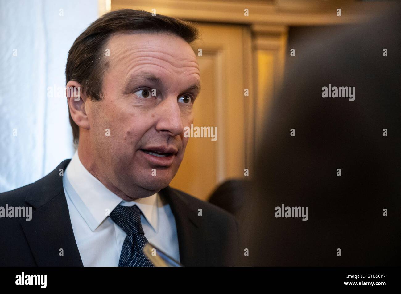 Sen. Chris Murphy (D-Conn.) speaks with reporters at the U.S. Capitol ...