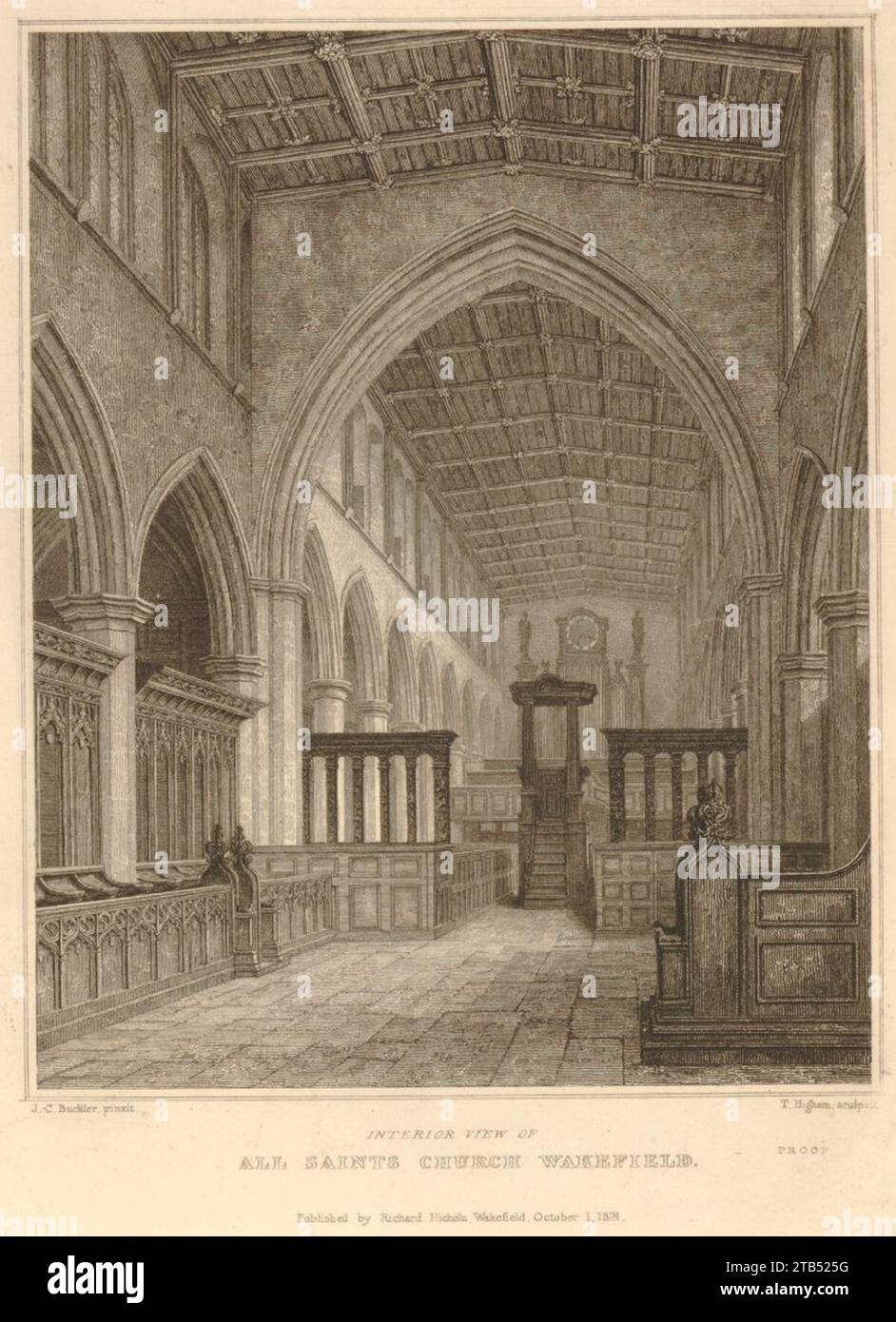 Interior View of All Saints Church, Wakefield by Thomas Higham Stock ...