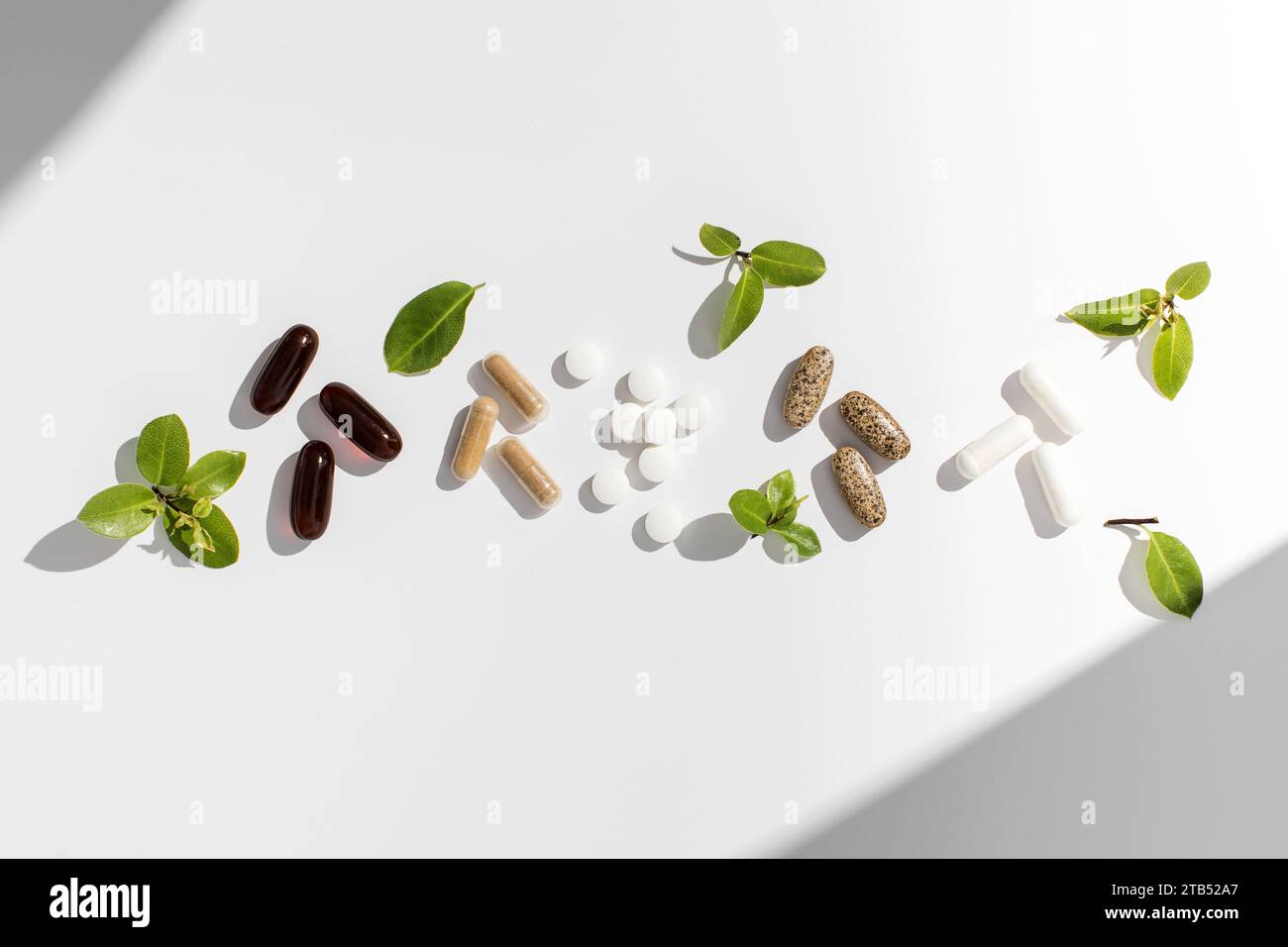 Various vitamins, tablets and dietary supplements with natural ...