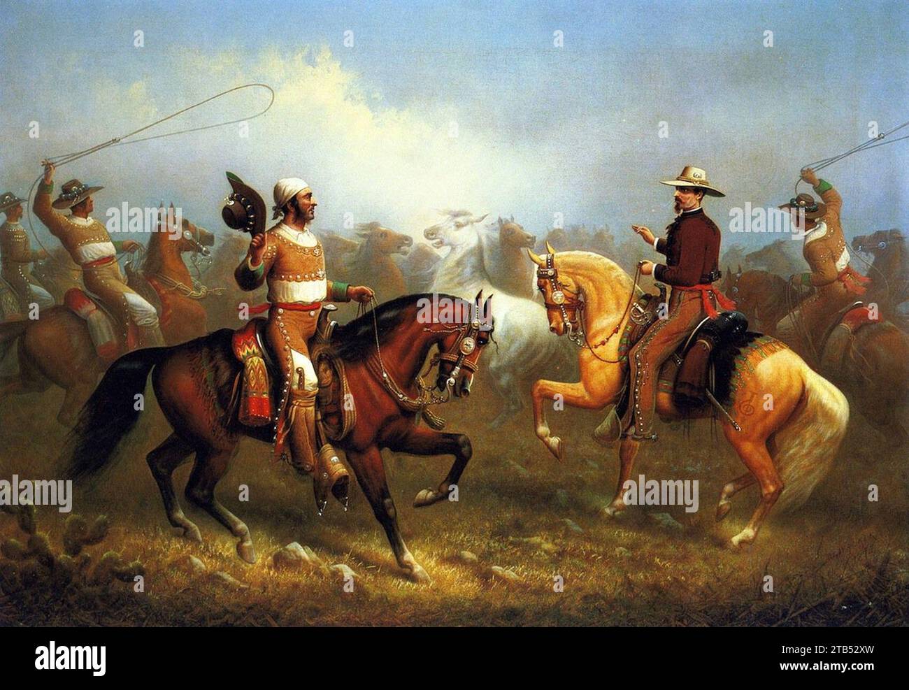 'Roping Wild Horses' by James Walker Stock Photo - Alamy