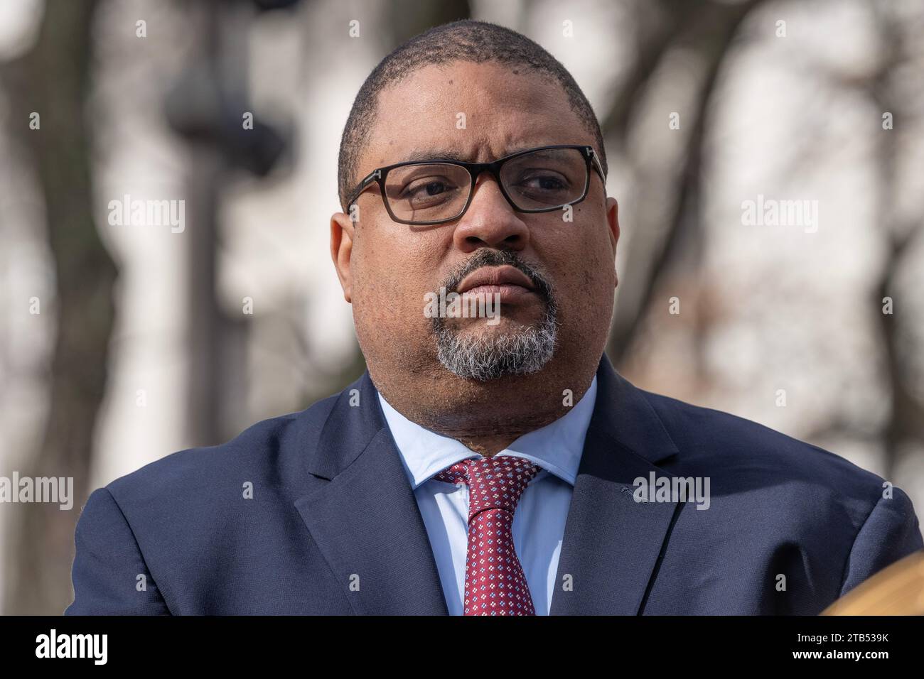 Manhattan DA Alvin Bragg attends as Senator Kirsten Gillibrand released ...