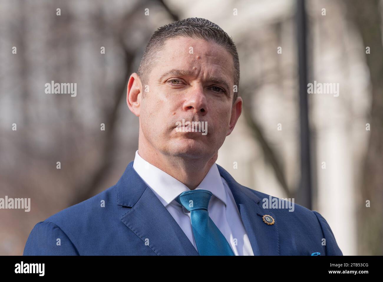 Assistant Chief Jason Savino attends as Senator Kirsten Gillibrand ...