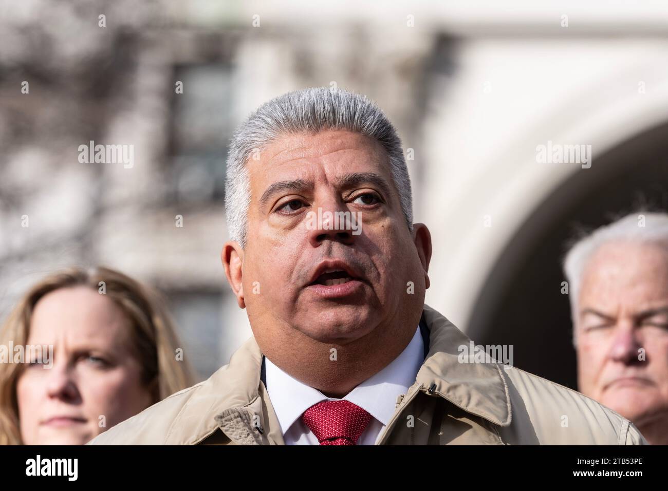 Brooklyn DA eric Gonzalez speaks as Senator Kirsten Gillibrand released ...