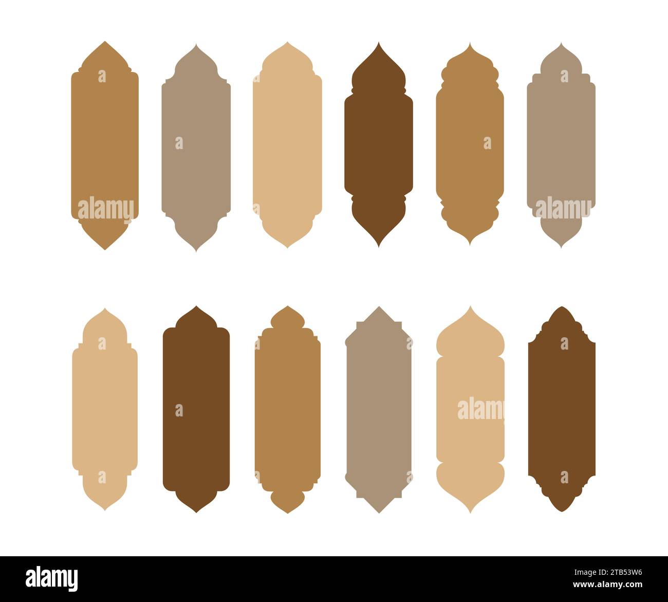Islamic door and window shapes silhouettes of Muslim mosque arches ...