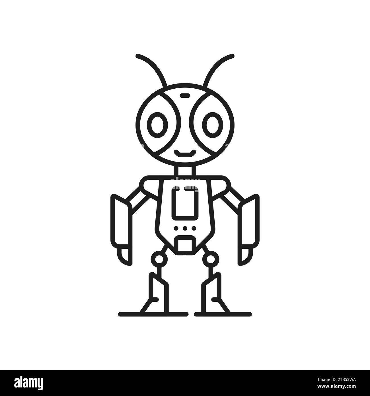 Robot line and outline icon. Isolated vector linear metallic humanoid ...