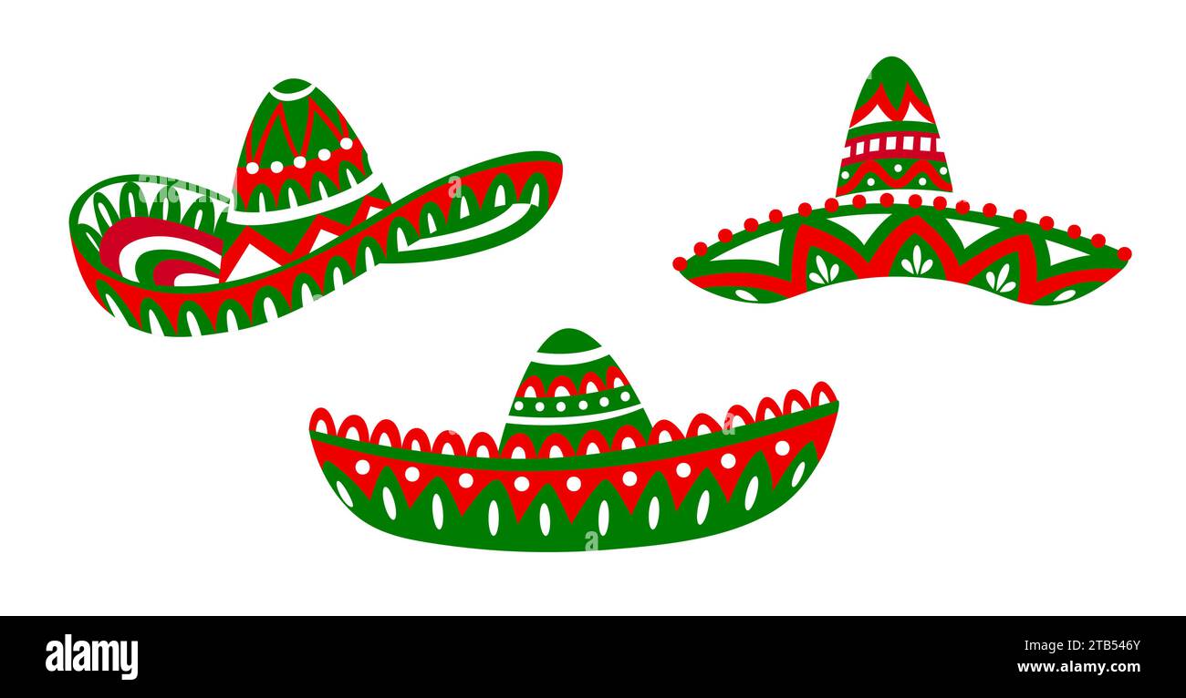 Mexican sombrero hats with Latin ethnic ornament for holiday fiesta ...