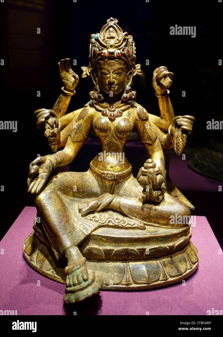 Vasudhara, Nepal, 1082 AD, gilt copper, semiprecious stones, traces of ...