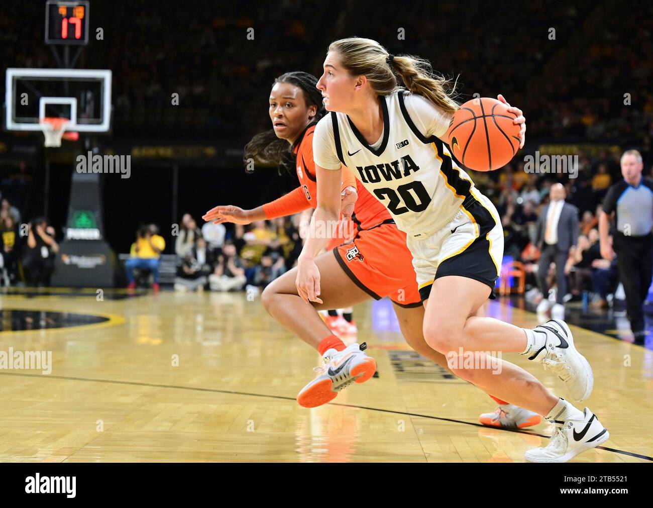 IOWA CITY, IA - DECEMBER 02: Iowa guard Kate Martin (20) drives to the ...