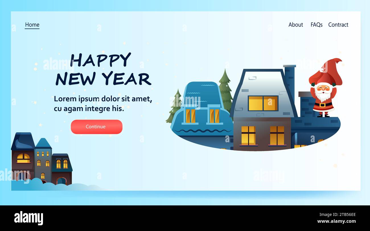 santa claus in red costume standing on chimney happy new year holiday ...