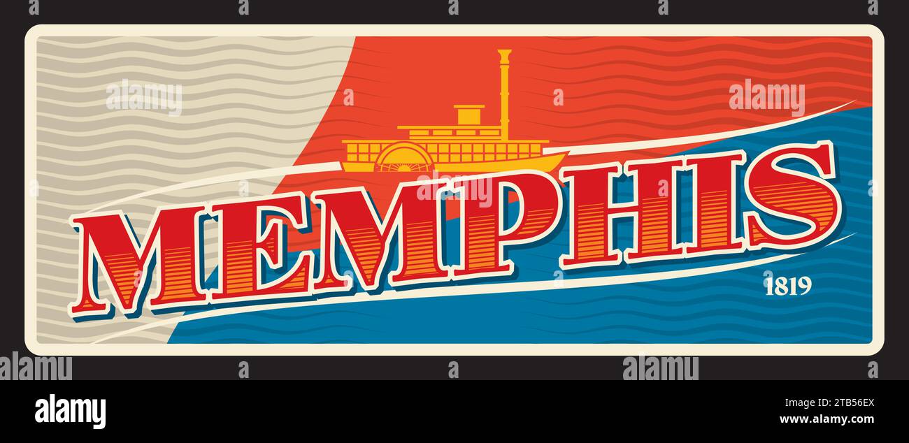 Memphis american city retro travel plate, tin sign, tourist sticker ...