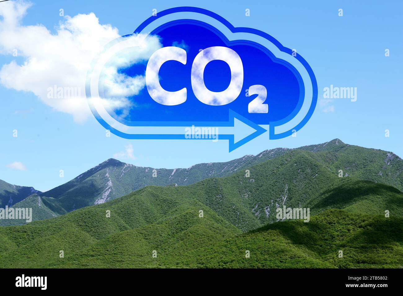 Concept of clear air. CO2 inscription in illustration of cloud with ...