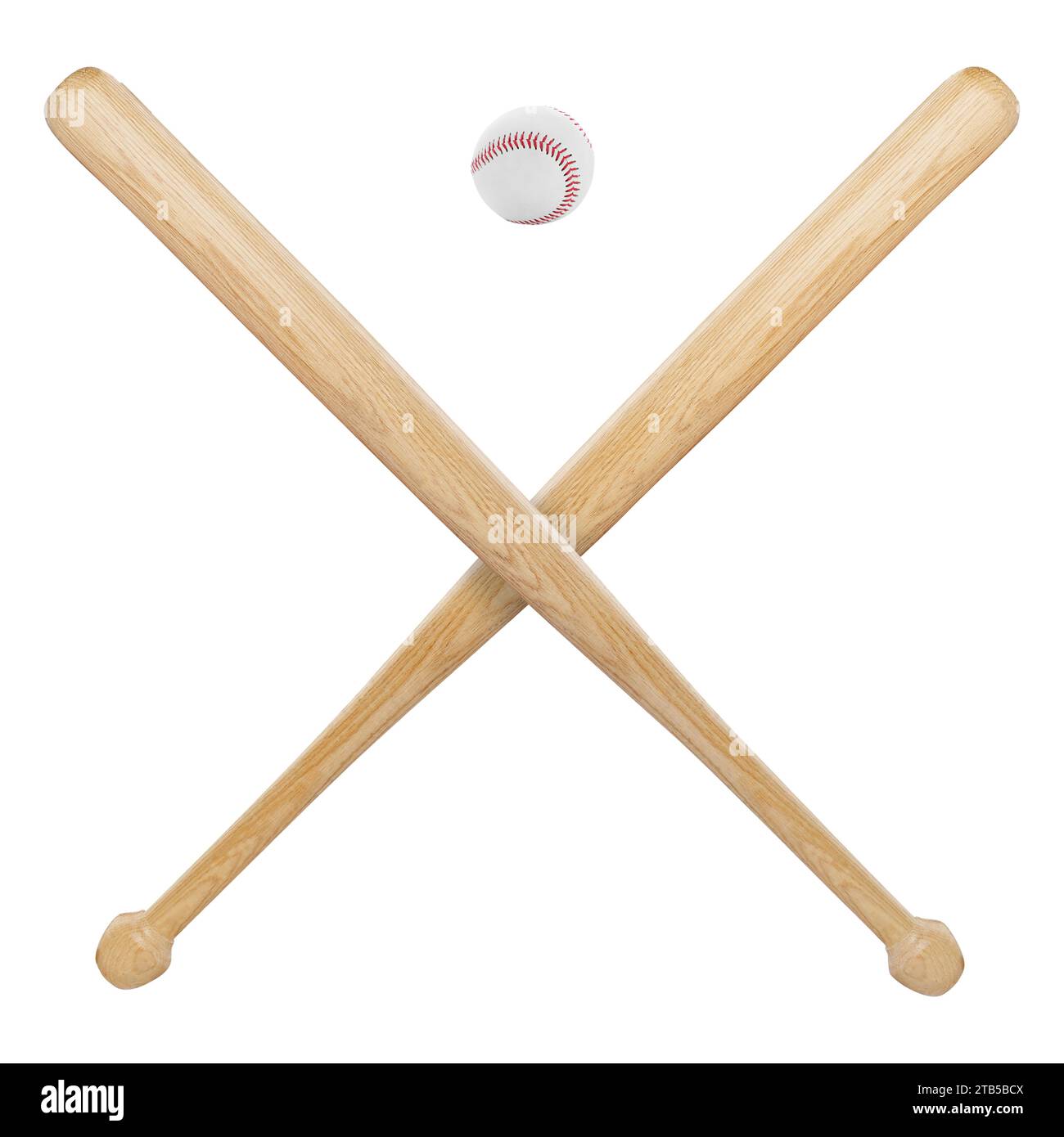 Baseball ball and two crossed wooden bats isolated on white Stock Photo ...