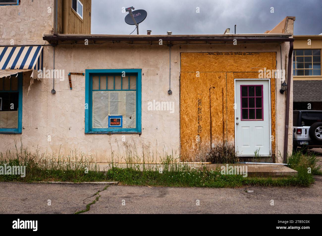 Boarded up buildings in the back alleys in Estes Park , Colorado ...